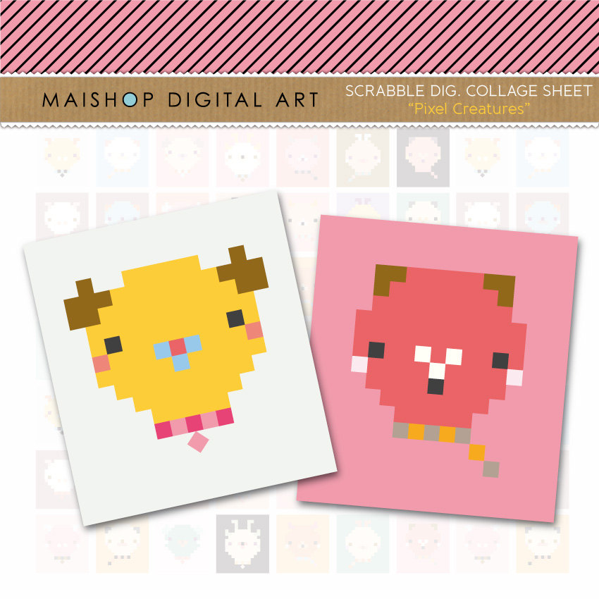 Scrabble Digital Collage Sheet - Pixel Creatures on Luulla